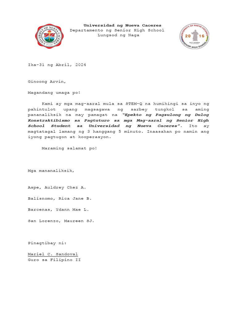 Liham Patnugot - Talatanungan | PDF