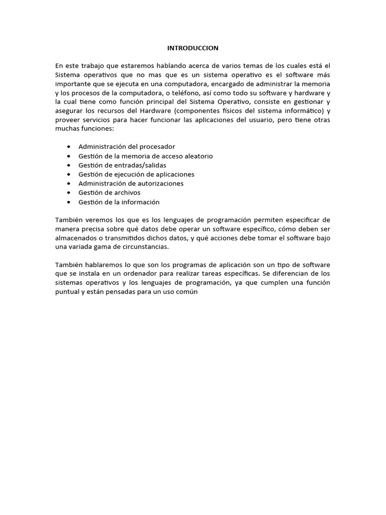 El Sistema Operativo | PDF | Software de la aplicacion | Sistema operativo