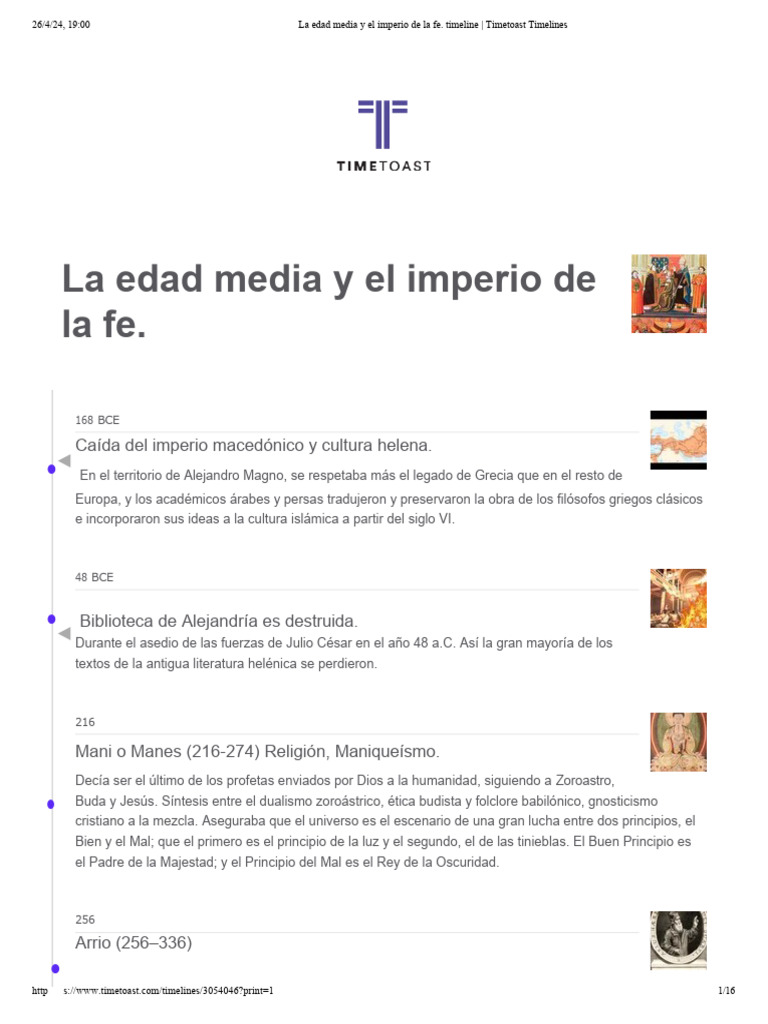 La edad media y el imperio de la fe. timeline _ Timetoast Timelines ...