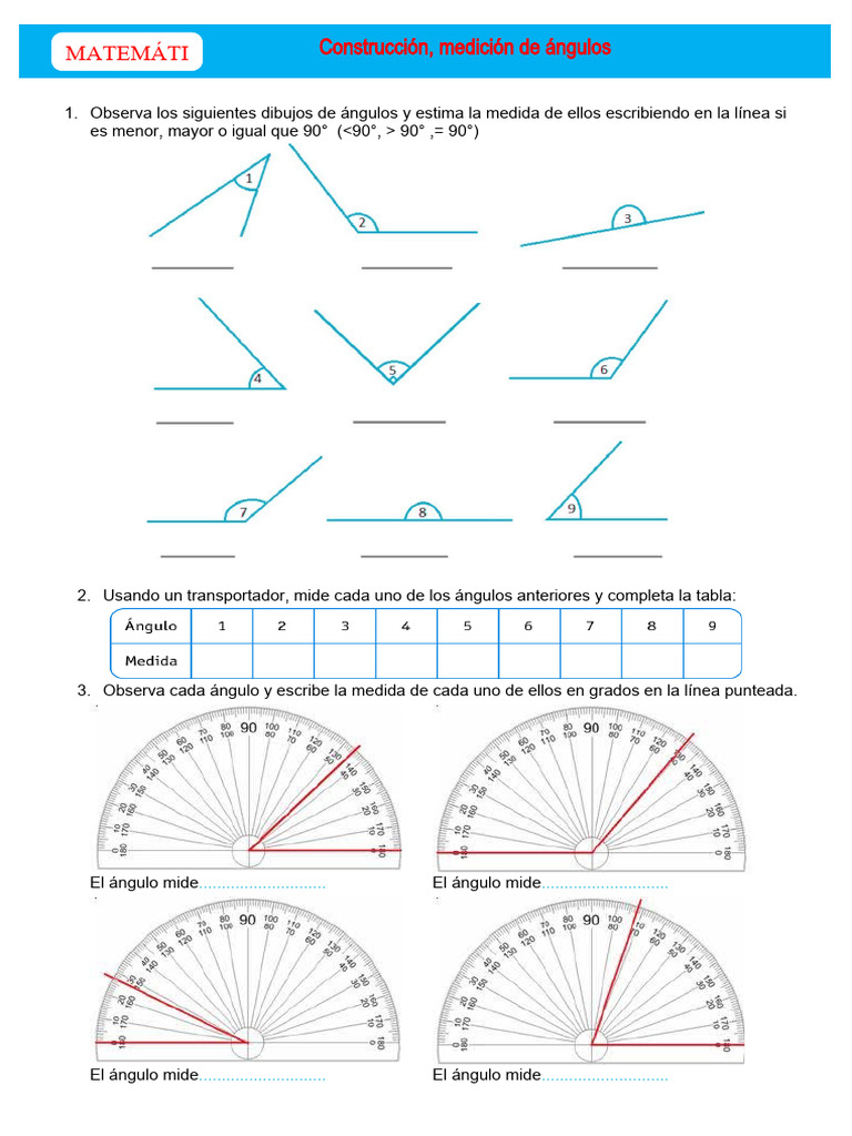 D4 A2 FICHA MAT. Construcción, Medición de Ángulos | PDF