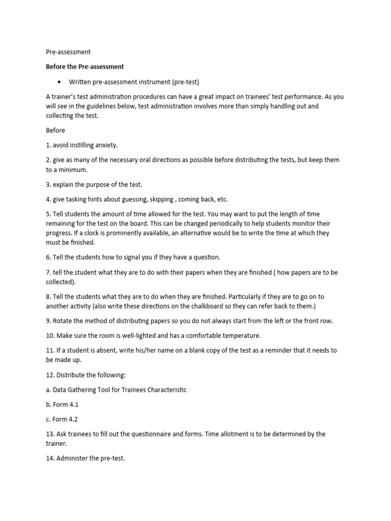 Trainer's Pre-Assessment Guide | PDF | Career & Growth | Technology ...