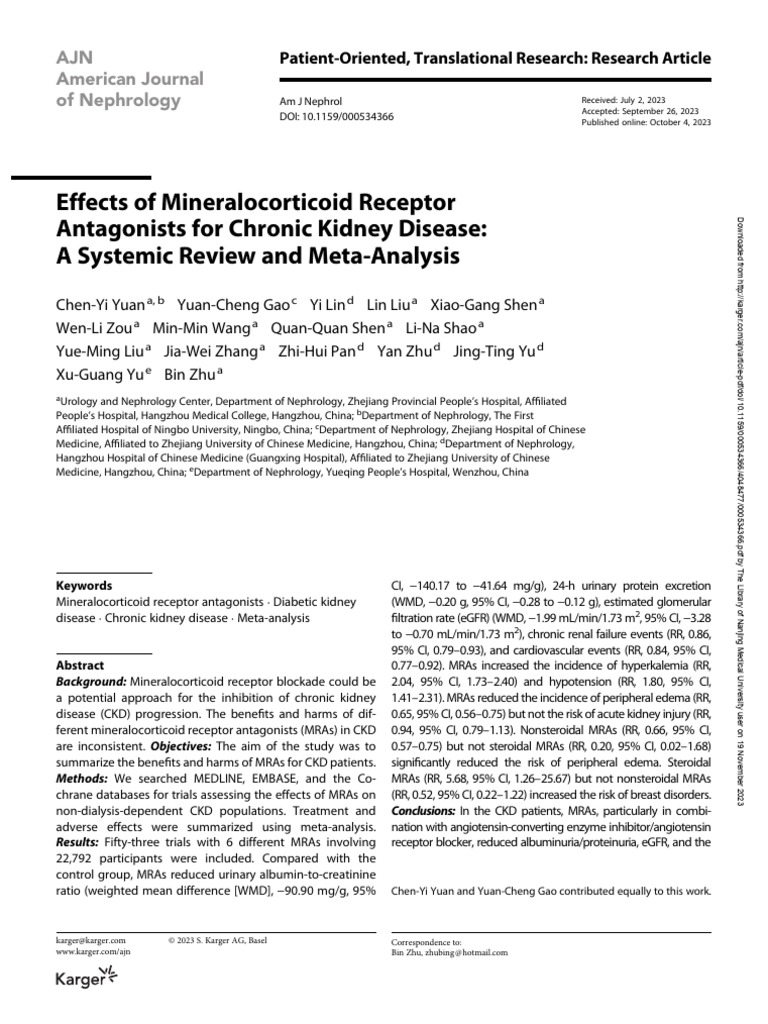 Effects of Mineralocorticoid Receptor Antagonists For CKD | PDF ...
