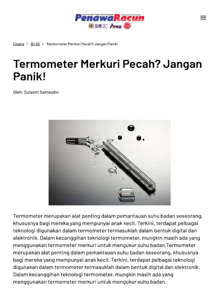 TIndakan Termometer Merkuri Pecah | PDF