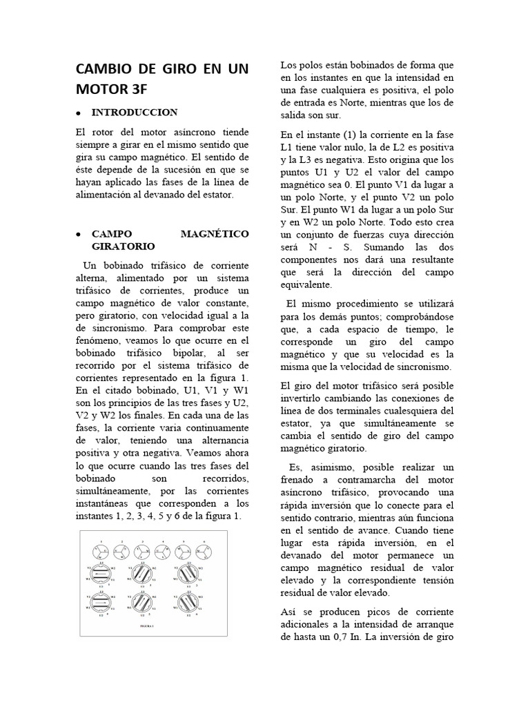 Cambio de Giro en Motor Trifásico | PDF | Corriente eléctrica | Energia ...