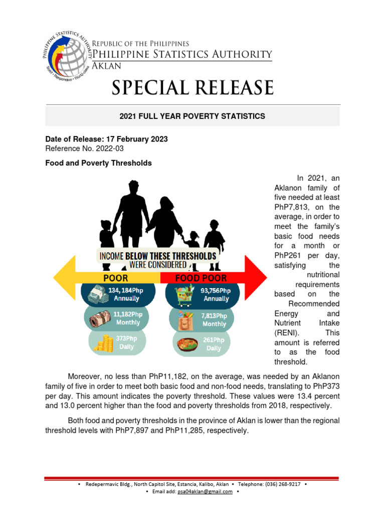 01 Special Release Poverty Statistics Full Year 2021 | PDF | Poverty Threshold | Poverty