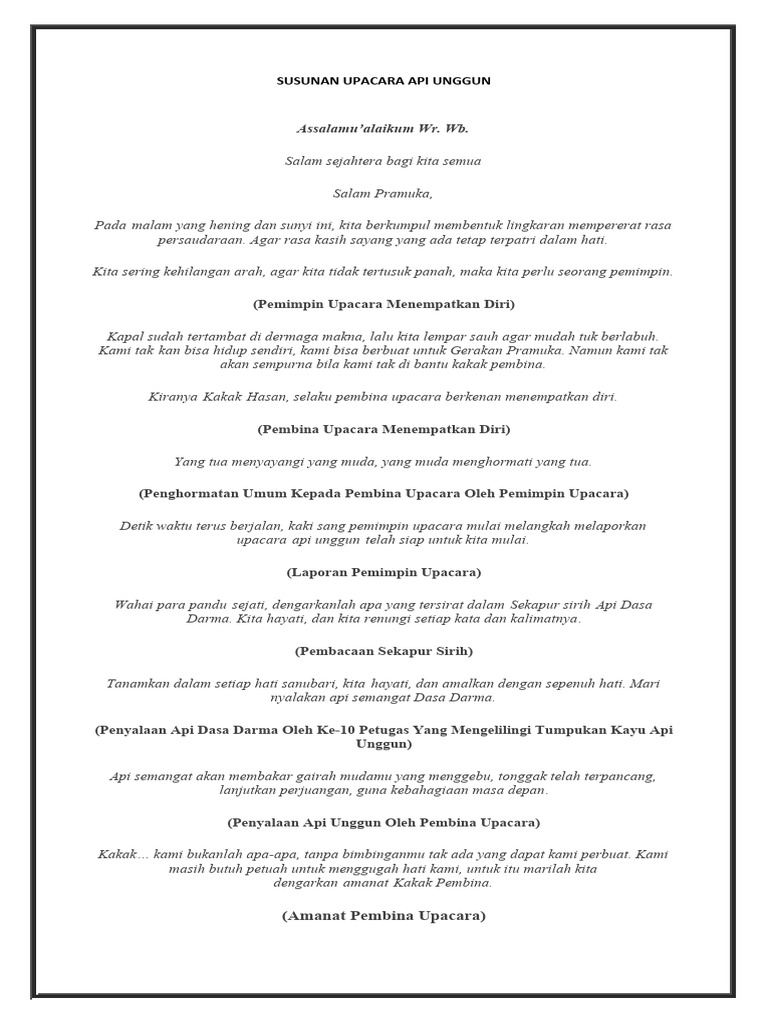 Susunan Upacara Api Unggun | PDF