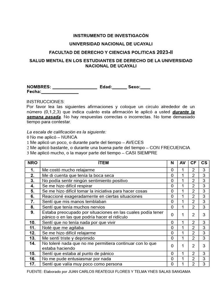 Encuesta Sobre Salud Mental | PDF