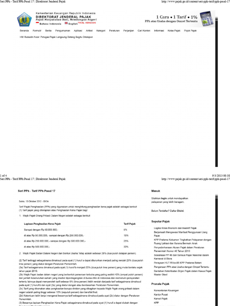 tarif pph pasal 17 | PDF