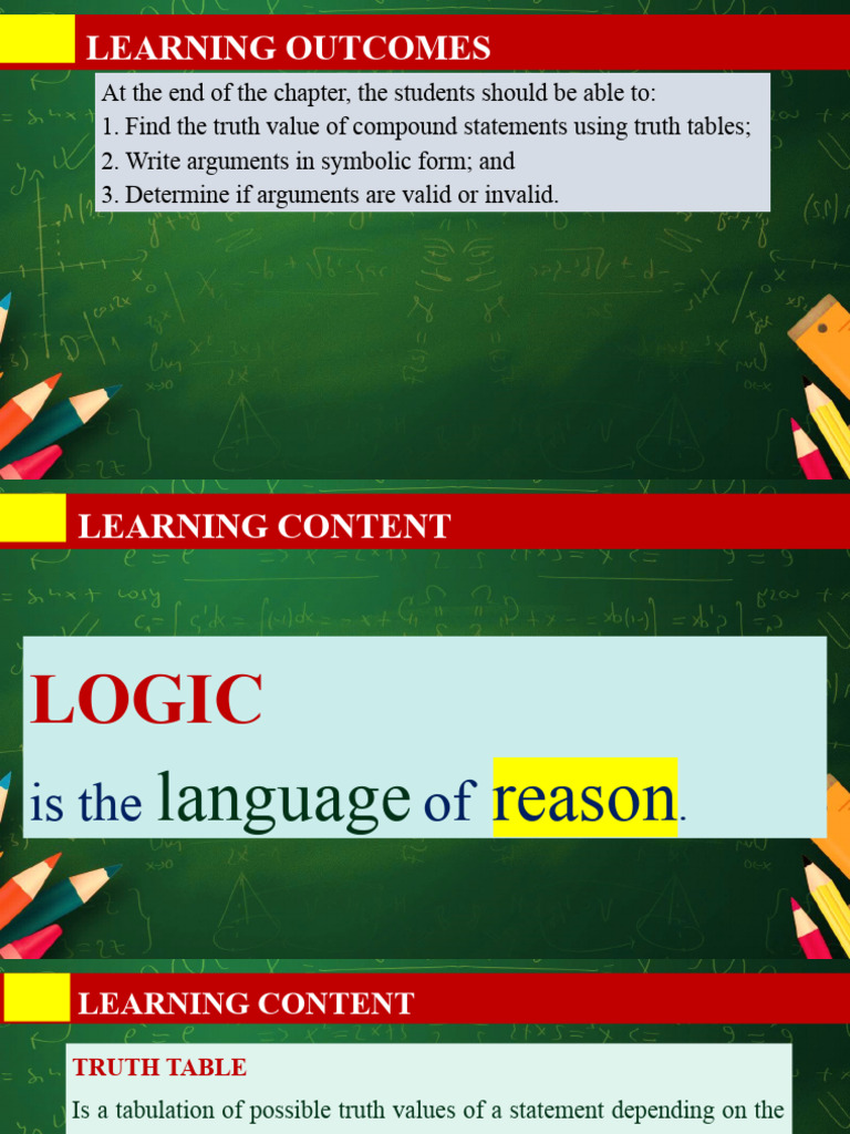 FINAL LESSON 1 Elementary Logic | PDF | Argument | Logical Truth
