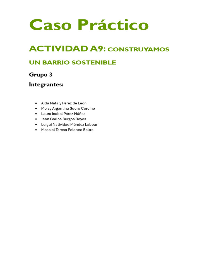 Mod 6 A9 Caso Practico Grupo 3 Sostenibilidad Urbana | PDF | Residuos | Reciclaje