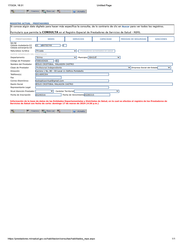 Registro Reps Look Optica Virtual Cristobal Malagon | PDF | Informática | Tecnologías de la ...