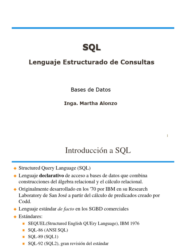 05 SQL Intoducción | PDF | SQL | Bases de datos