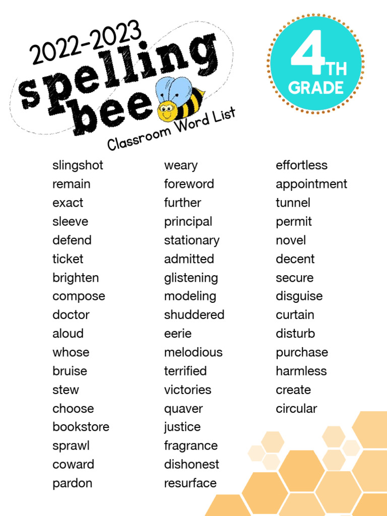 Spelling Bee Classroom Lists 2022-2023 | PDF