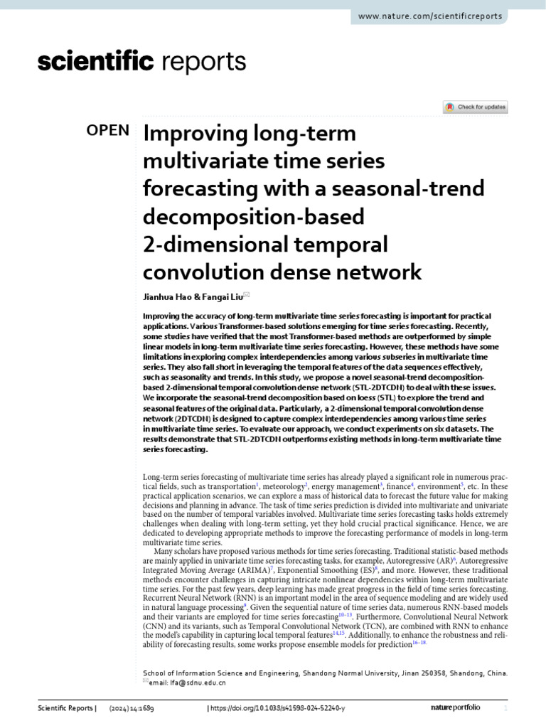 Improving Long-Term Multivariate Time Series Forecasting With A ... Improving Long-Term Multivariate Time Series Forecasting With A ...