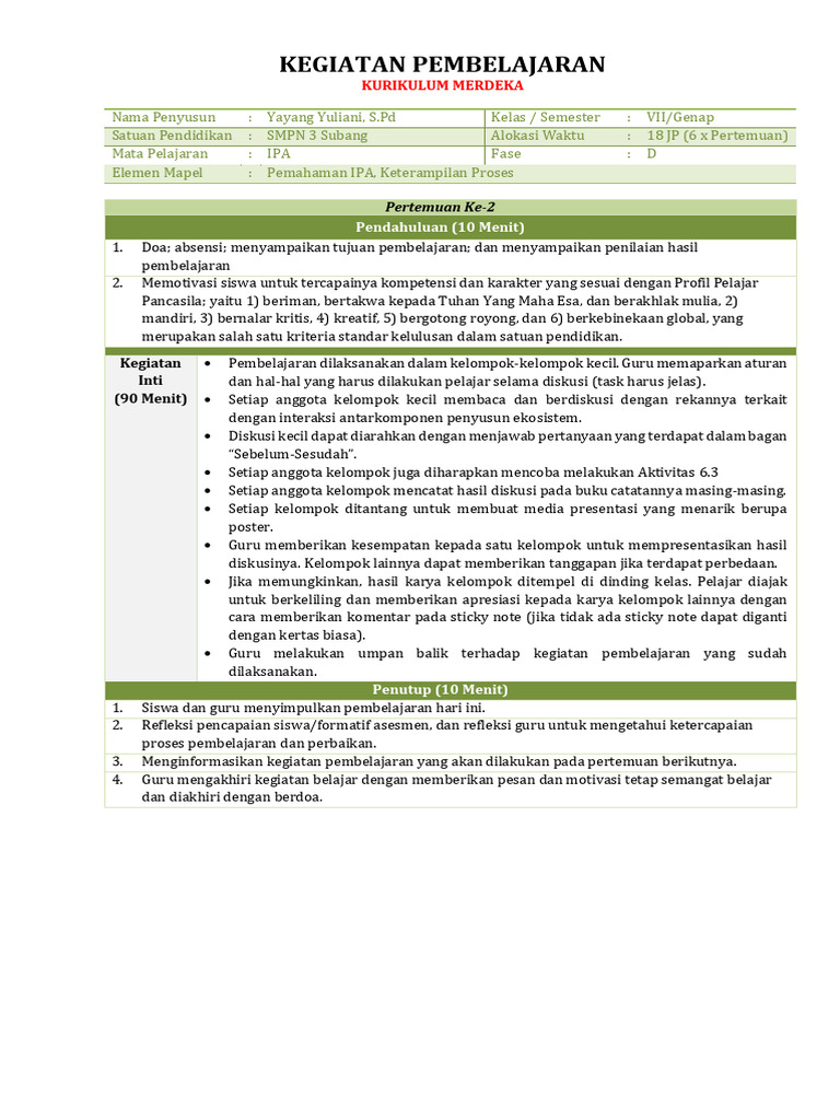 Modul Ajar Interaksi Antar Komponen Makhluk Hidup | PDF