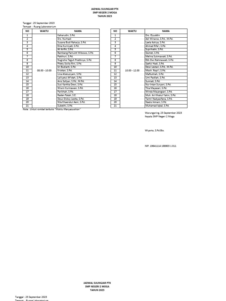 Jadwal Sulingjar | PDF