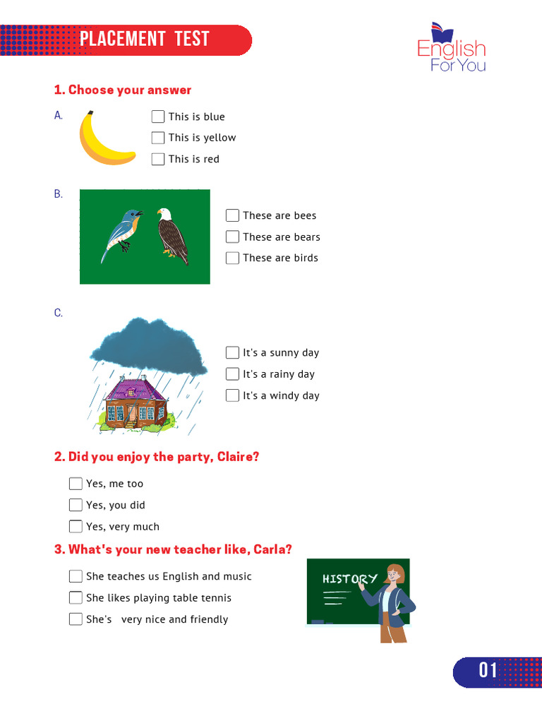 FORM_PLACEMENT_TEST-YOUNG_LEARNERS | PDF