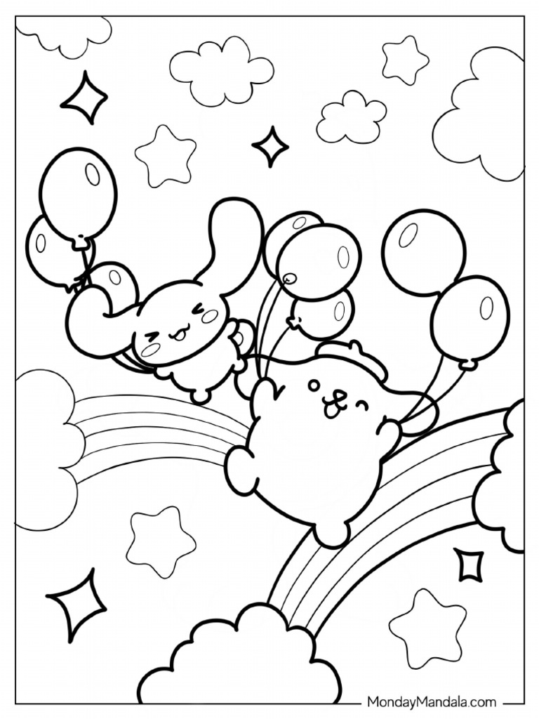 Pompompurin With Cinnamon Flying With Balloons | PDF