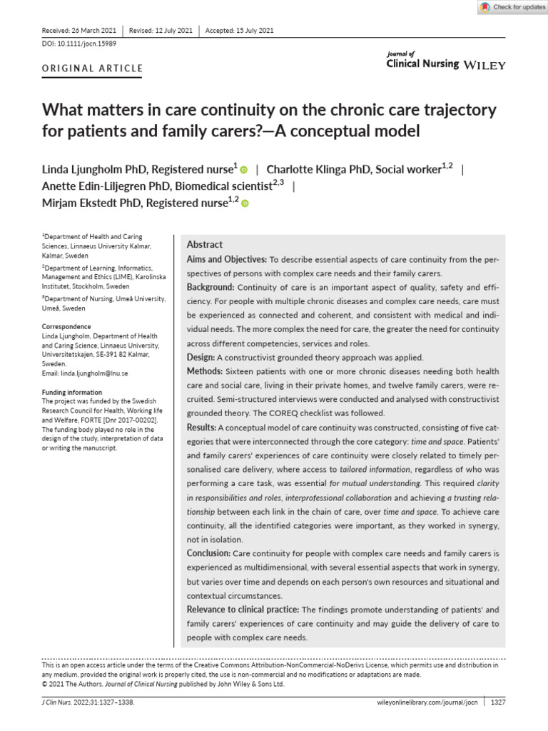 Ljungholm - What Matters in Care Continuity On The Chronic Care ... Ljungholm - What Matters in Care Continuity On The Chronic Care ...