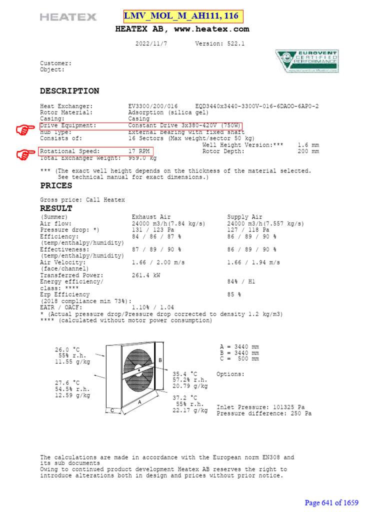 APPENDIX-5.7 Thermal Recovery Wheel - Technical Data Sample | PDF ...