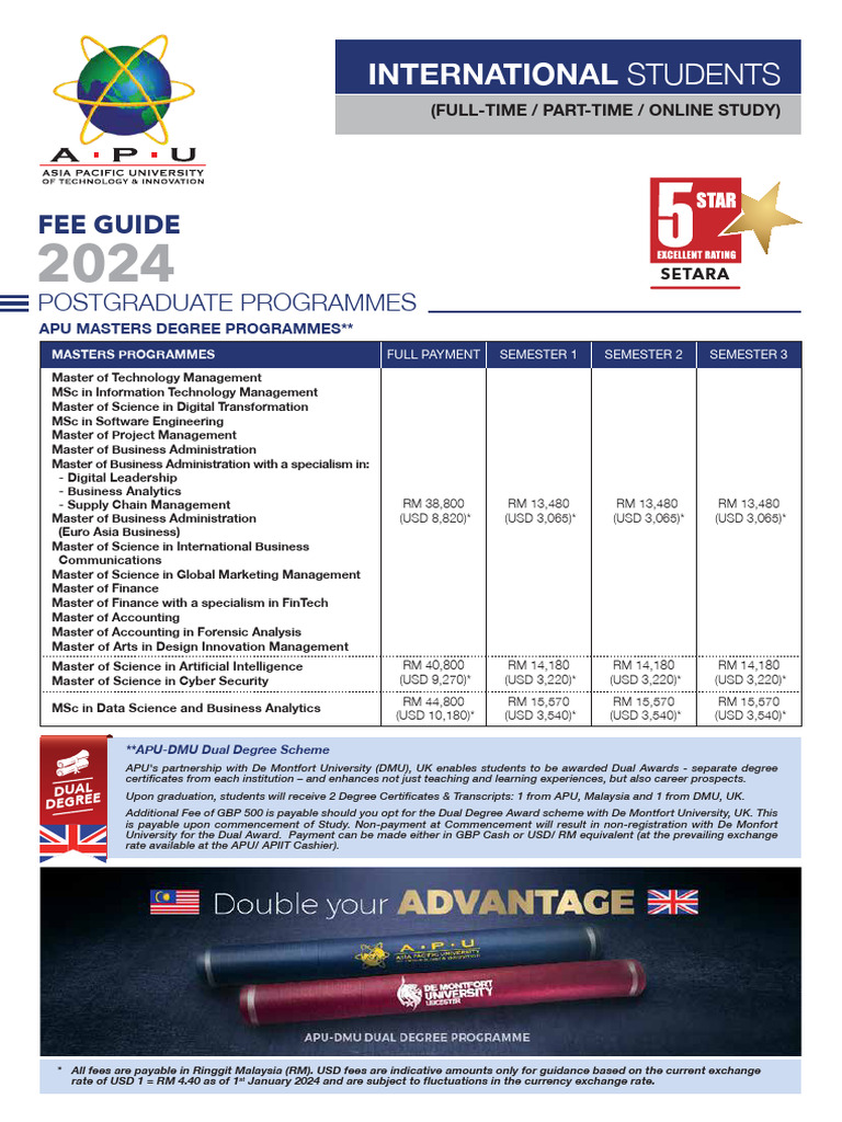 APU Fee Guide for International Students 2024 | PDF | Doctor Of ...