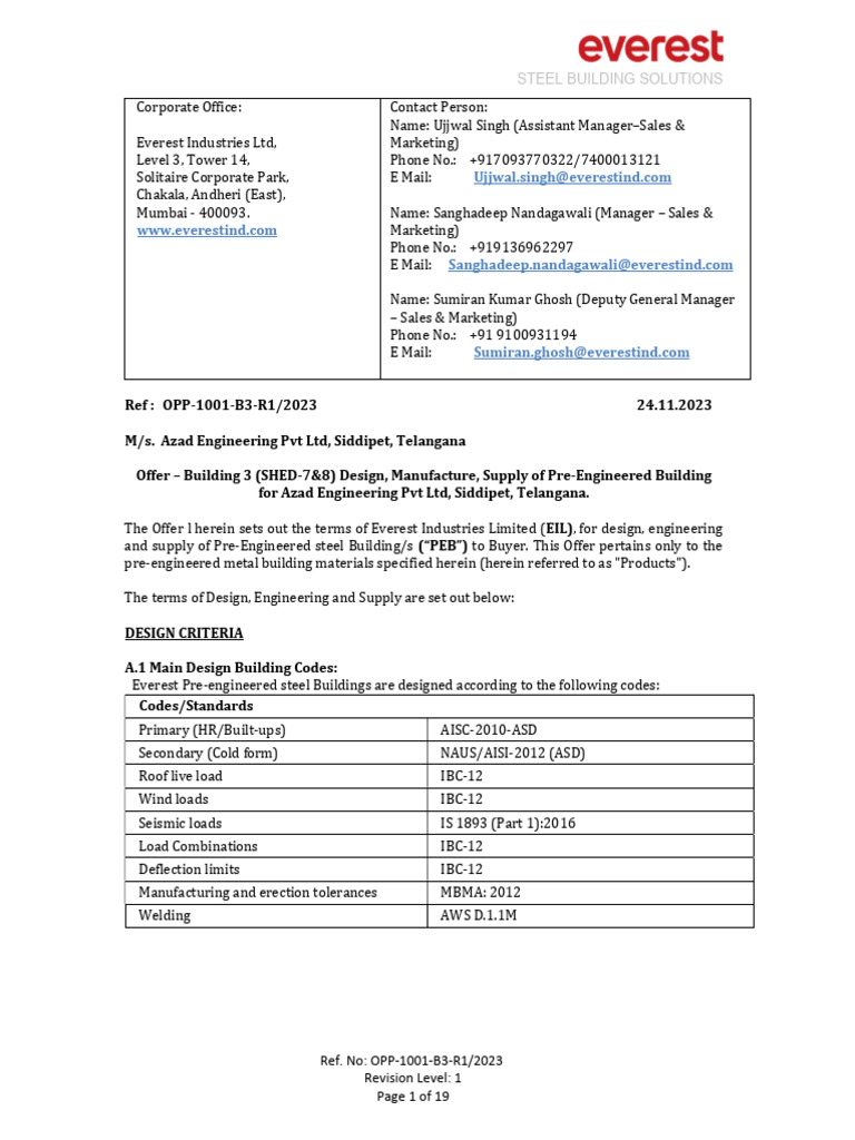 Technical (Supply) Offer-Building 3 (SHED-7&8) | PDF | Building ...