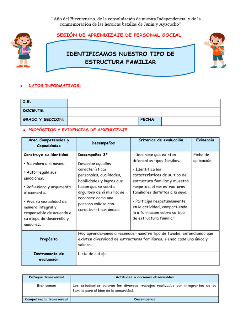 3° Ses Lun 29 PS Tipos de Familia Maestra Inspiradora Yessenia 933623393 Nuevo | PDF ...