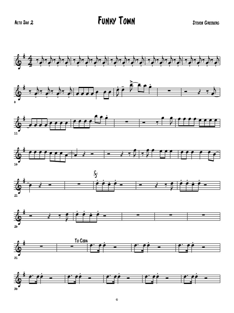 Funky Town Score - Alto Sax 2 | PDF