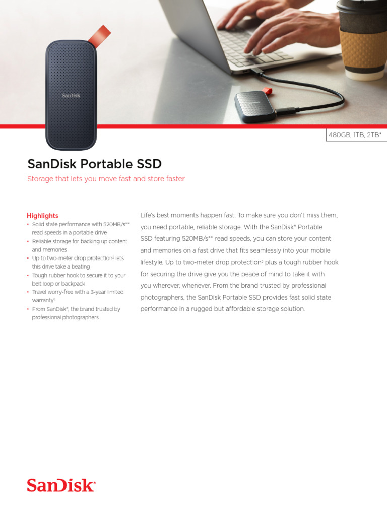data-sheet-sandisk-usb-3-2-ssd | PDF | Solid State Drive | Computer Data Storage