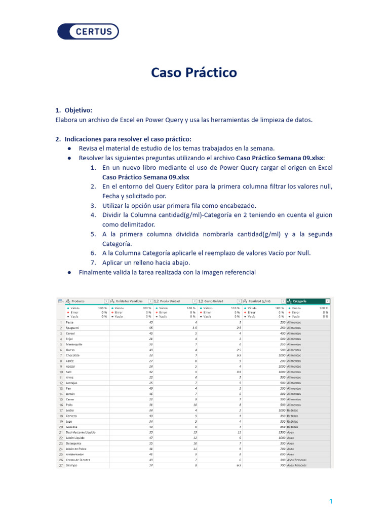 Caso Práctico - Semana 09 | PDF | Microsoft Excel | Informática