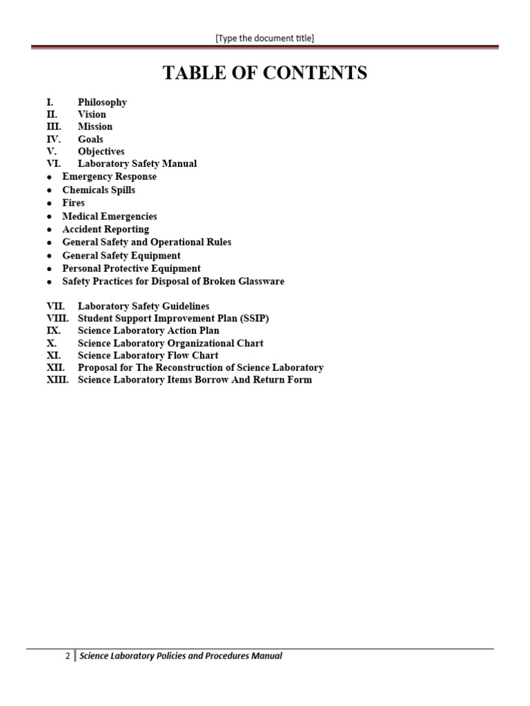 Science Laboratory Policies and Procedures Manual | PDF | Laboratories ...
