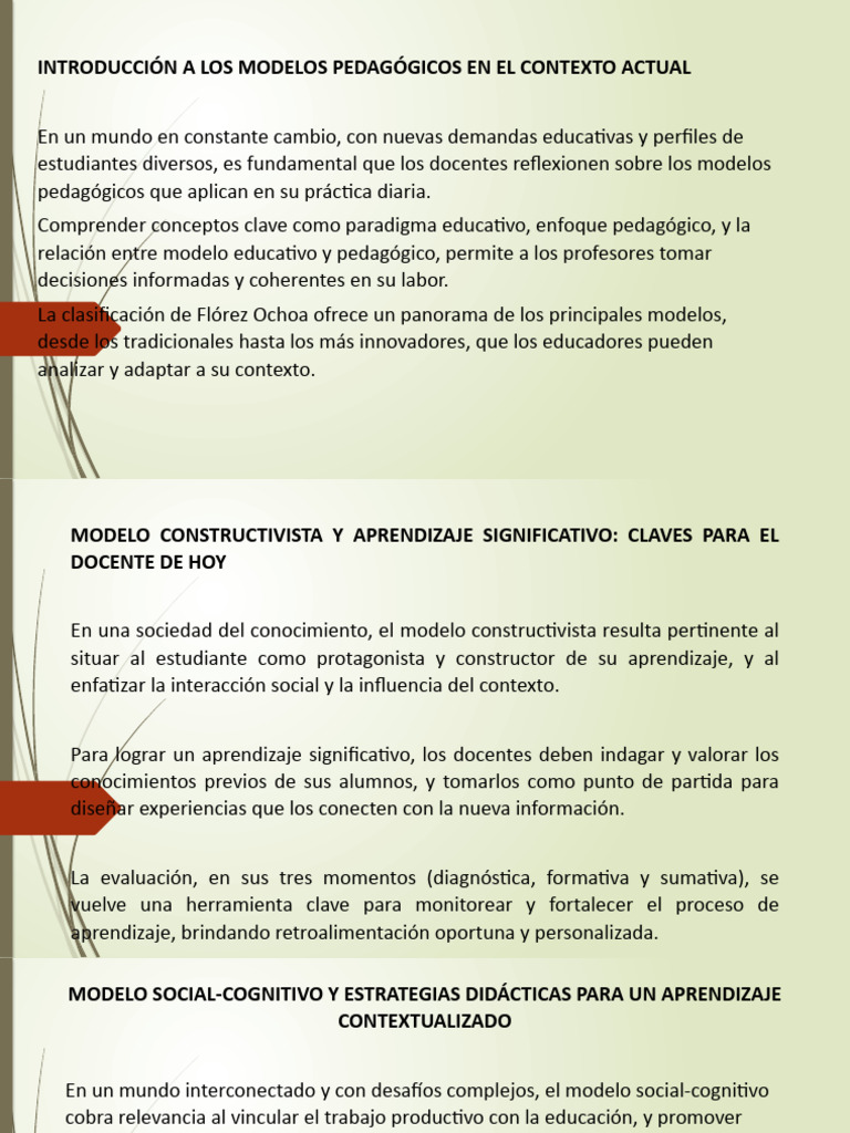 Modelos Pedagógicos en El Contexto Actual | PDF | Enseñando ...