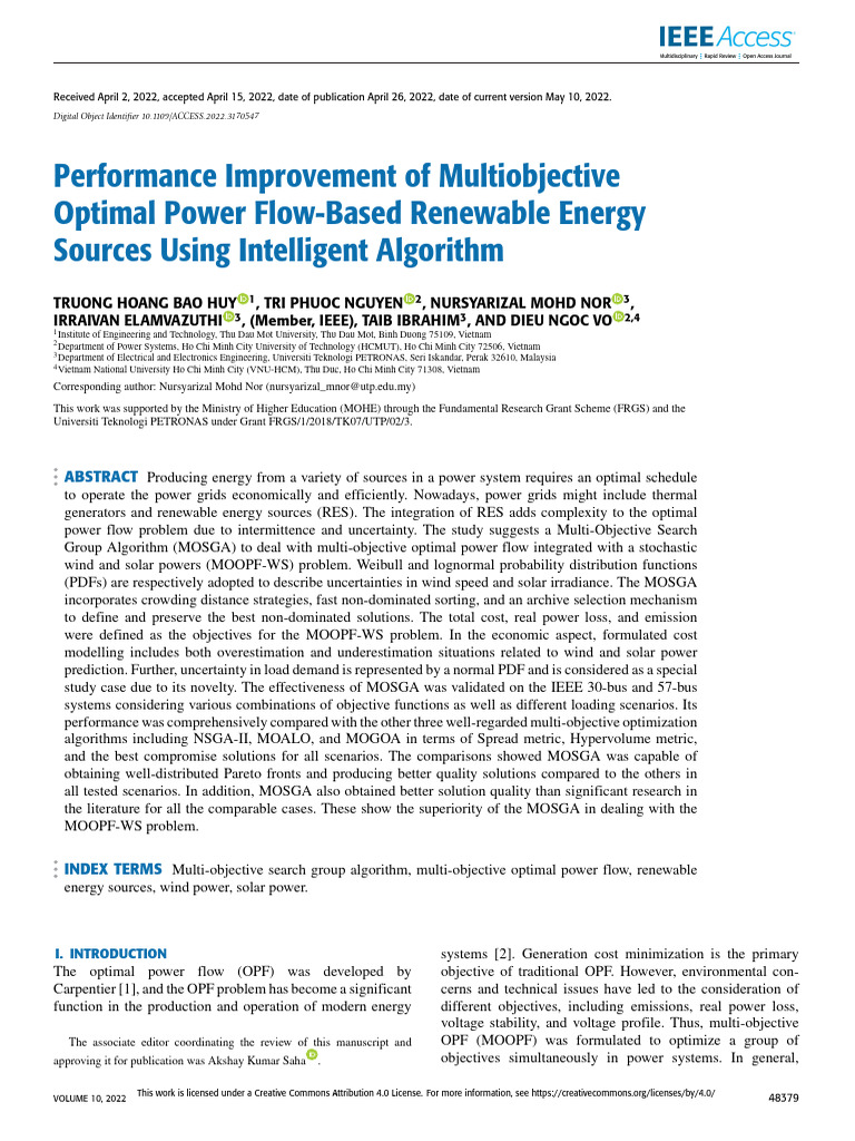 Performance Improvement Of Multiobjective Optimal Power Flow Based 6328
