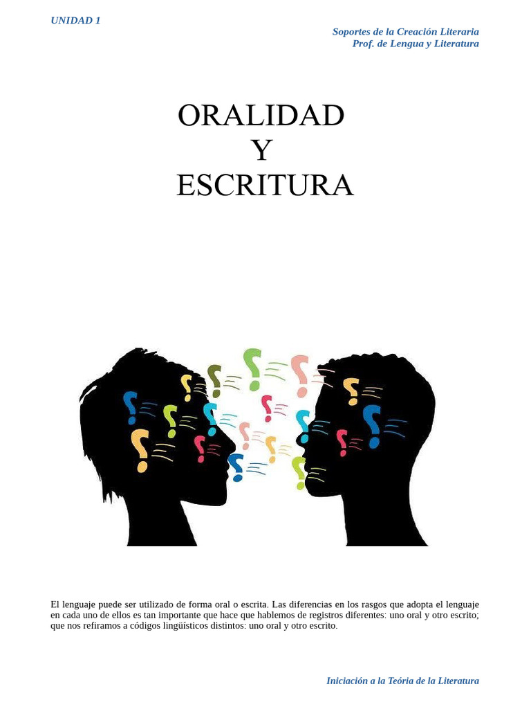 Oralidad y Escritura | PDF | Escritura | Medios de comunicación en masa
