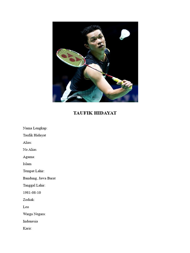 BIOGRAFI Taufik Hidayat | PDF