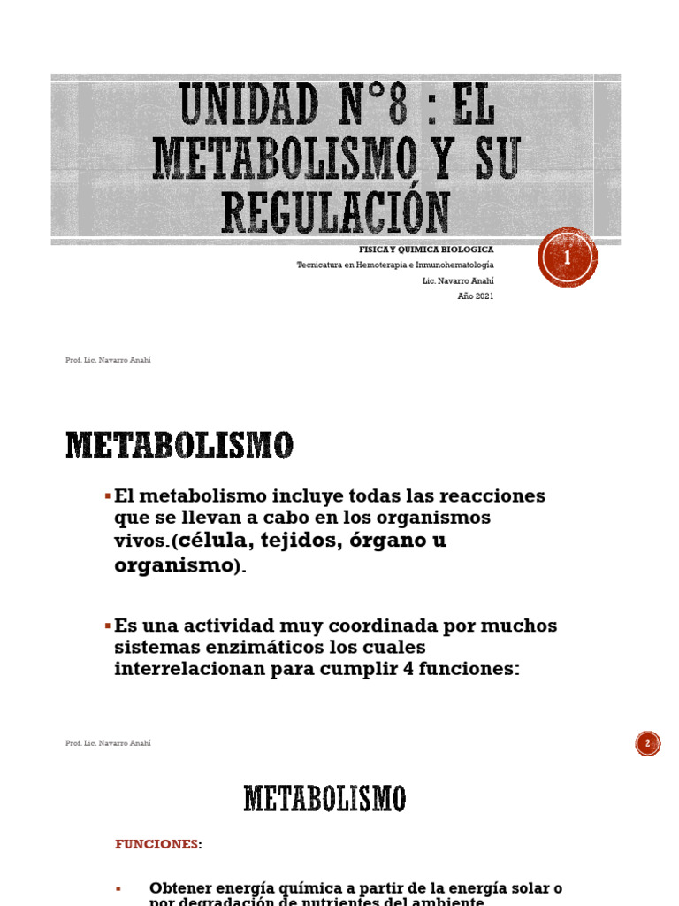 Unidad N°8 Regulación Metabolica. | PDF | Metabolismo | Organismos