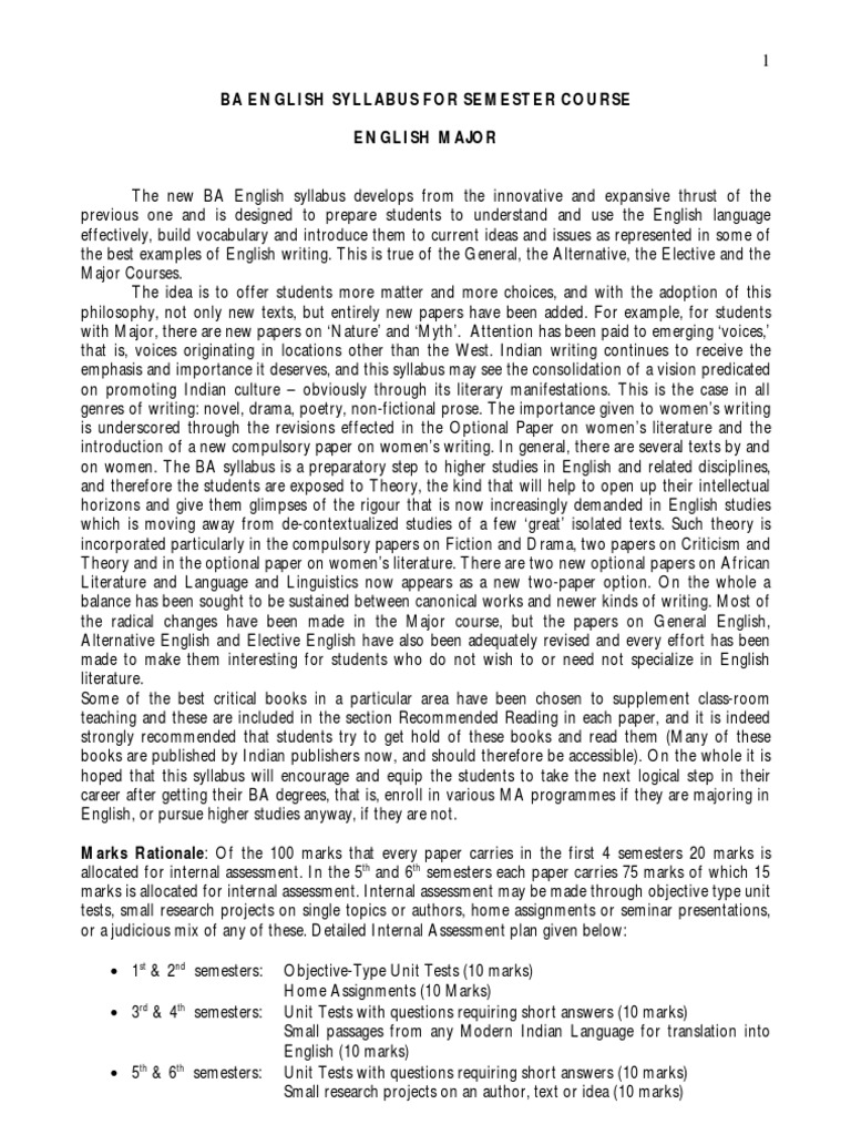 BA English Syllabus | PDF | Classics