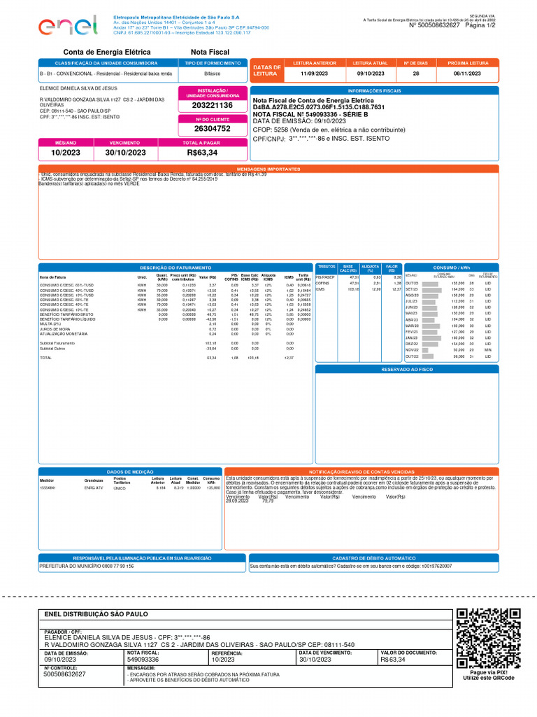Fatura Outubro - 23 0203221136 | PDF | Business | Pagamentos