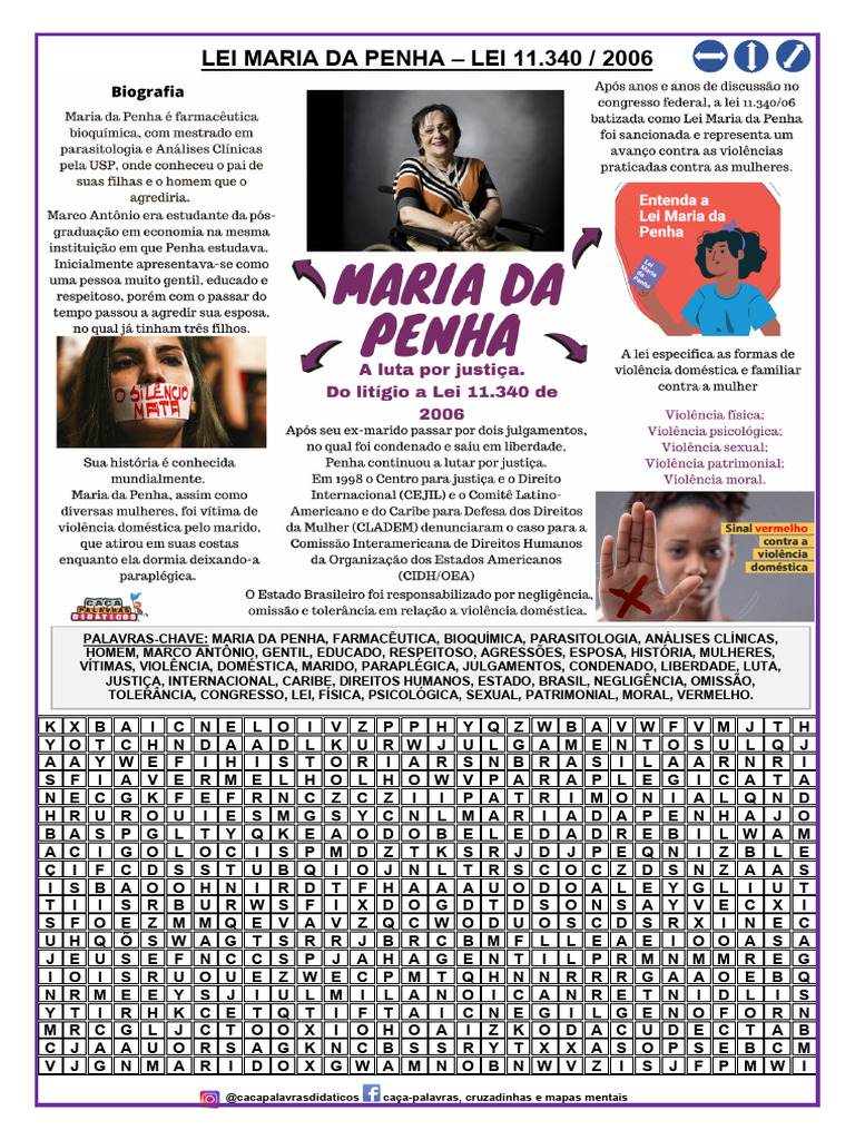 Atividades Lúdicas: Lei Maria da Penha | PDF | Agressão | Direitos das ...
