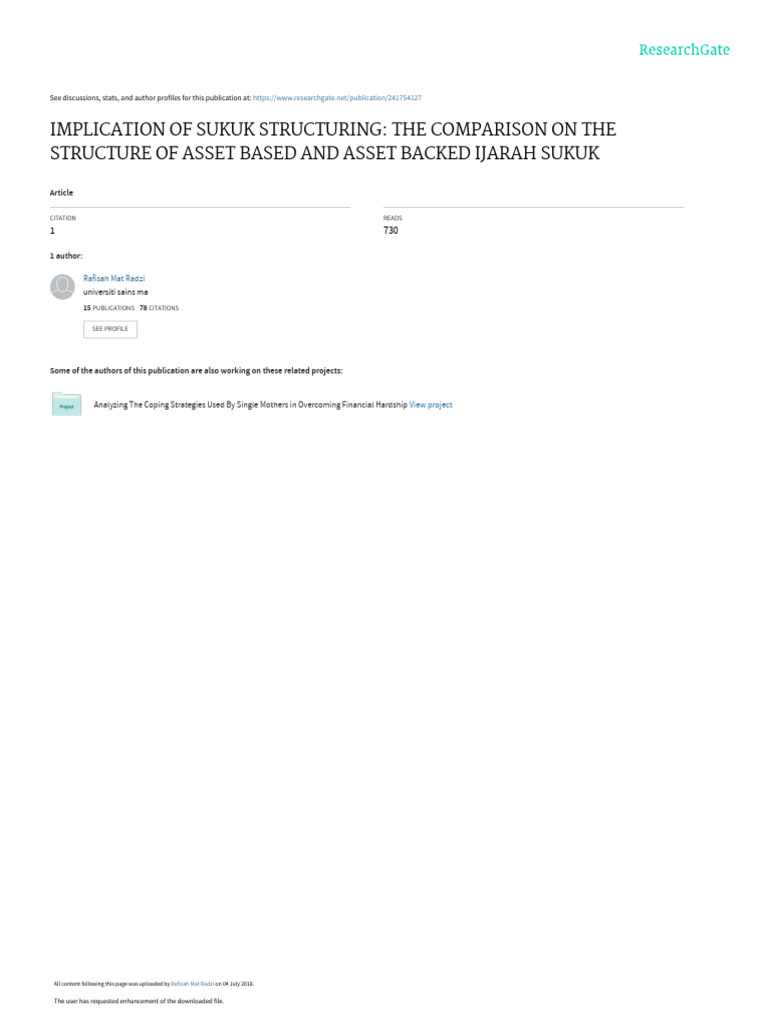 Sukuk Structuring | PDF | Islamic Banking And Finance | Securitization