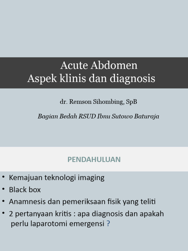 DR Remson SPB - Akut Abdomen | Download Free PDF | Abdomen | Digestive Diseases
