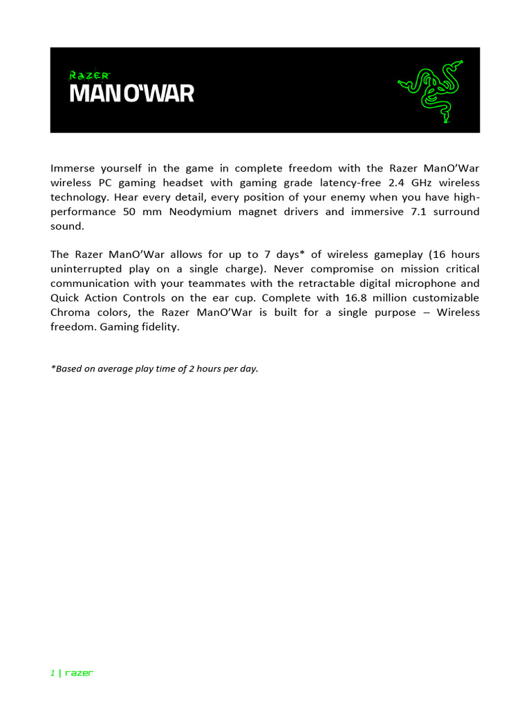 Razer - ManO'War | PDF | Headphones | Equalization (Audio)