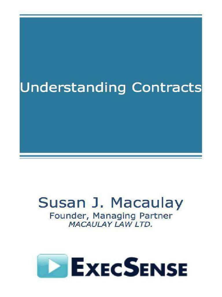 Understanding Contracts - Susan J. Macaulay | PDF | Arbitration | Lawsuit