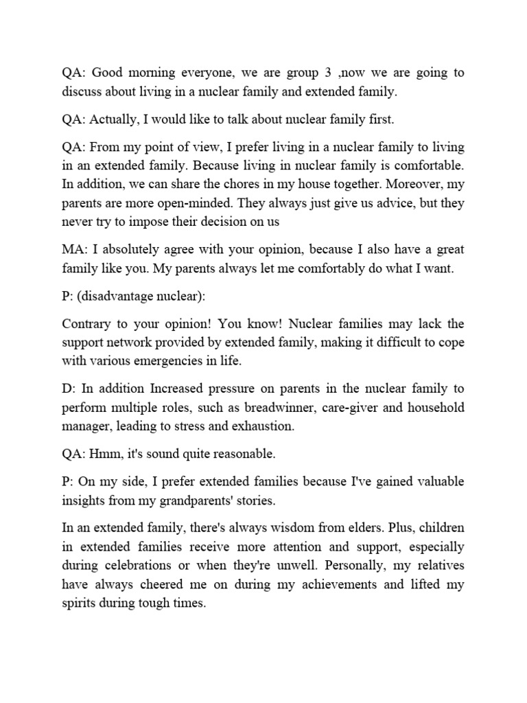 Discuss Nuclear Family and Extended Family | PDF | Wellness
