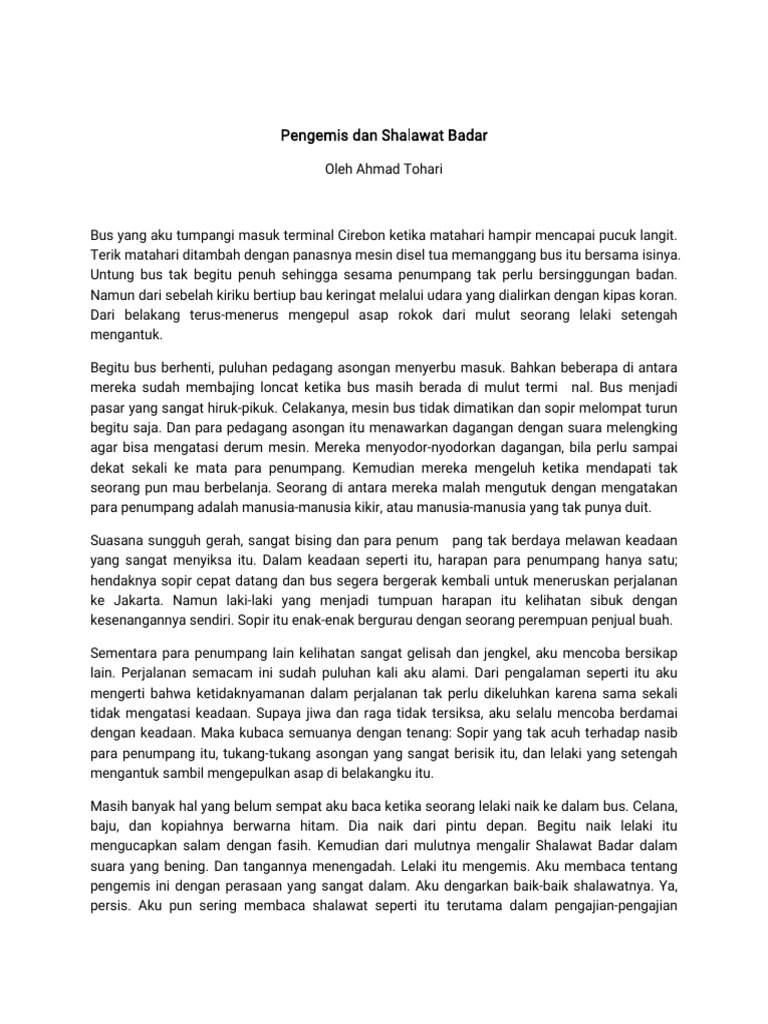 Pengemis Dan Shalawat Badar | PDF | Seni | Agama & Spiritualitas