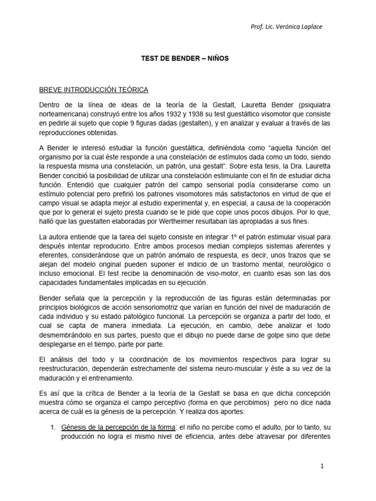 Resumen Bender | PDF | Percepción | Las emociones