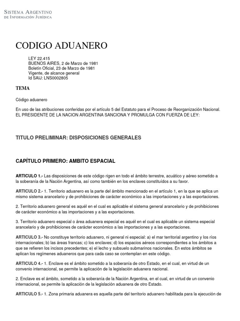 Codigo Aduanero | PDF | aduana | Estatuto de limitaciones