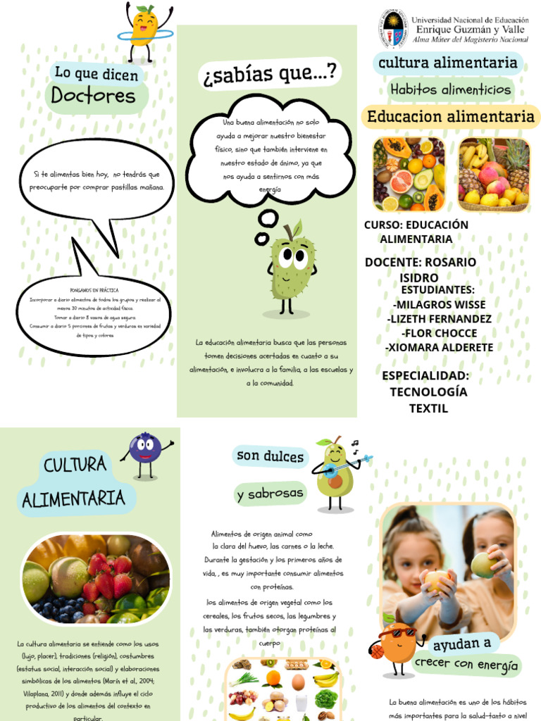 Triptico Grupal | PDF | Alimentos | Vegetales