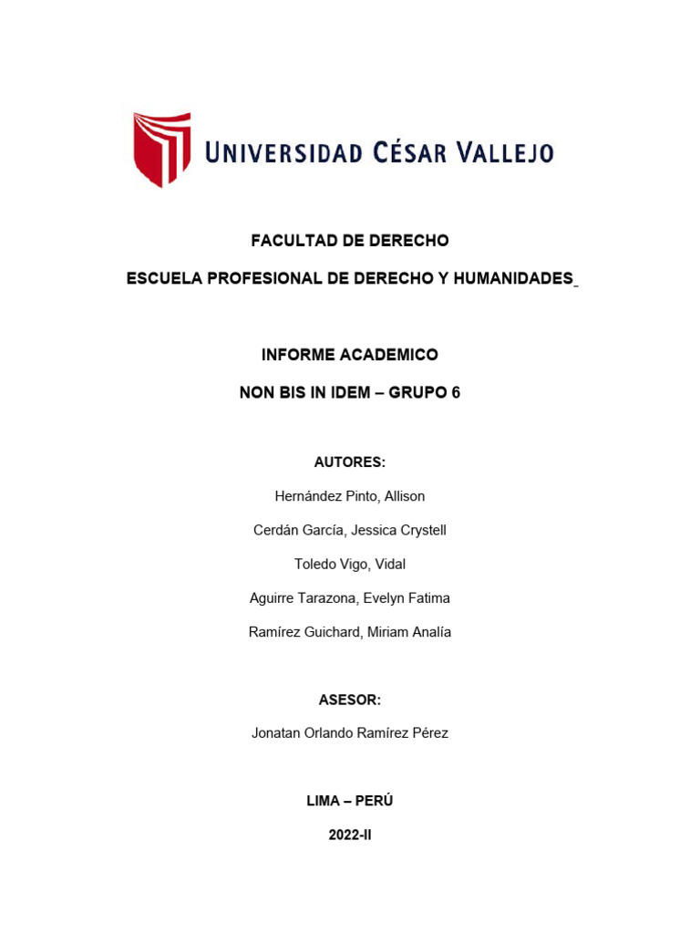 PRINCIPIO NOM BIS IN IDEM | PDF | Derecho penal | Ley procesal