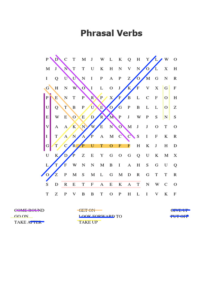 Phrasal Verbs Wordsearch | PDF